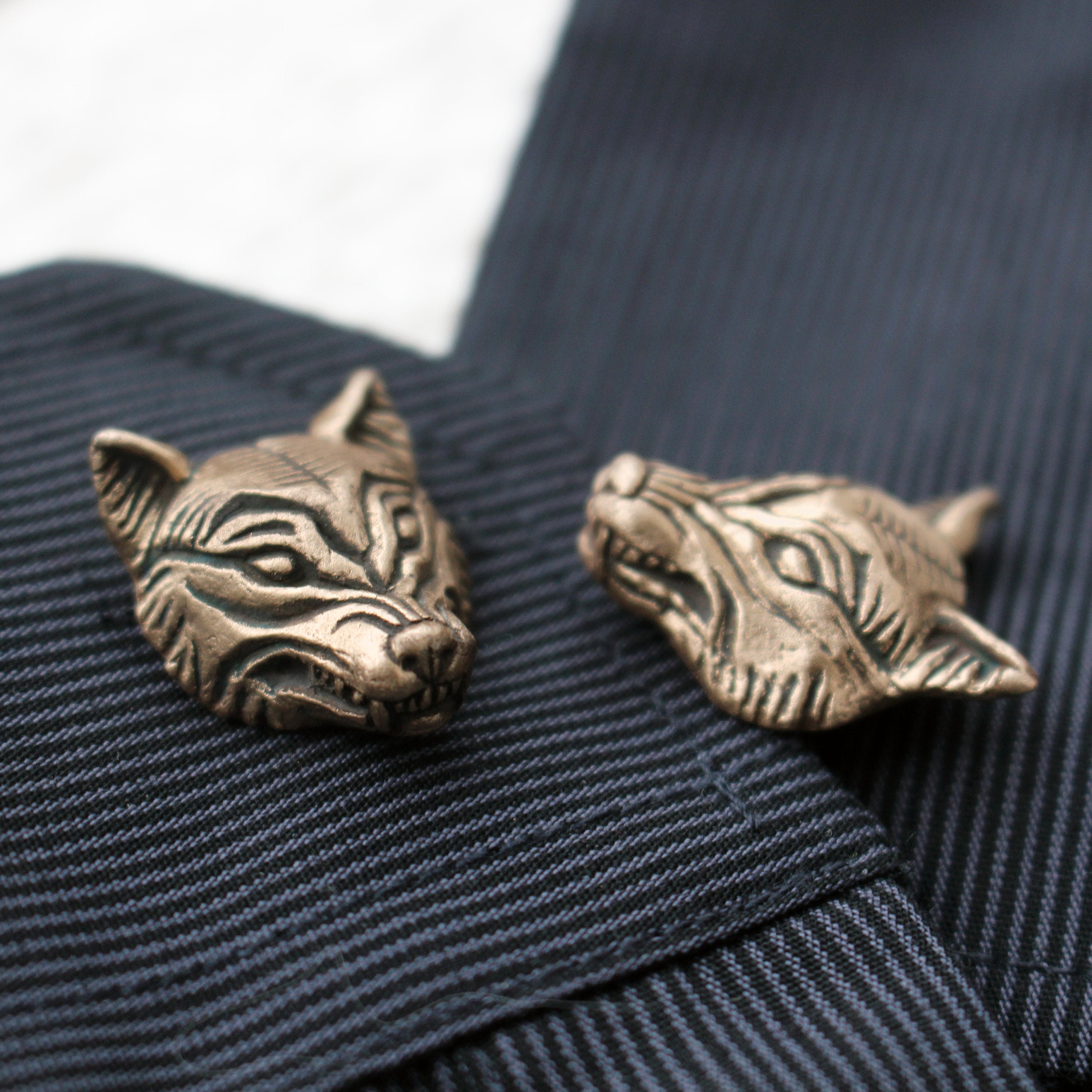 Wolf head cuff links | Etsy