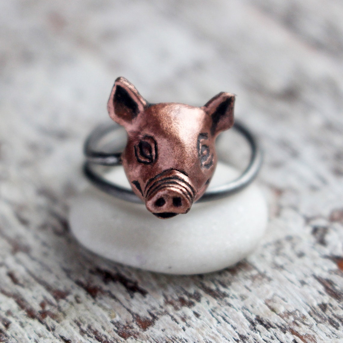 Pig Head Ring | Etsy