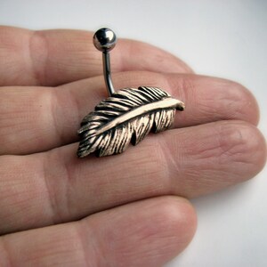 Feather Belly Button Ring, Titanium or Surgical Steel Bar - Etsy