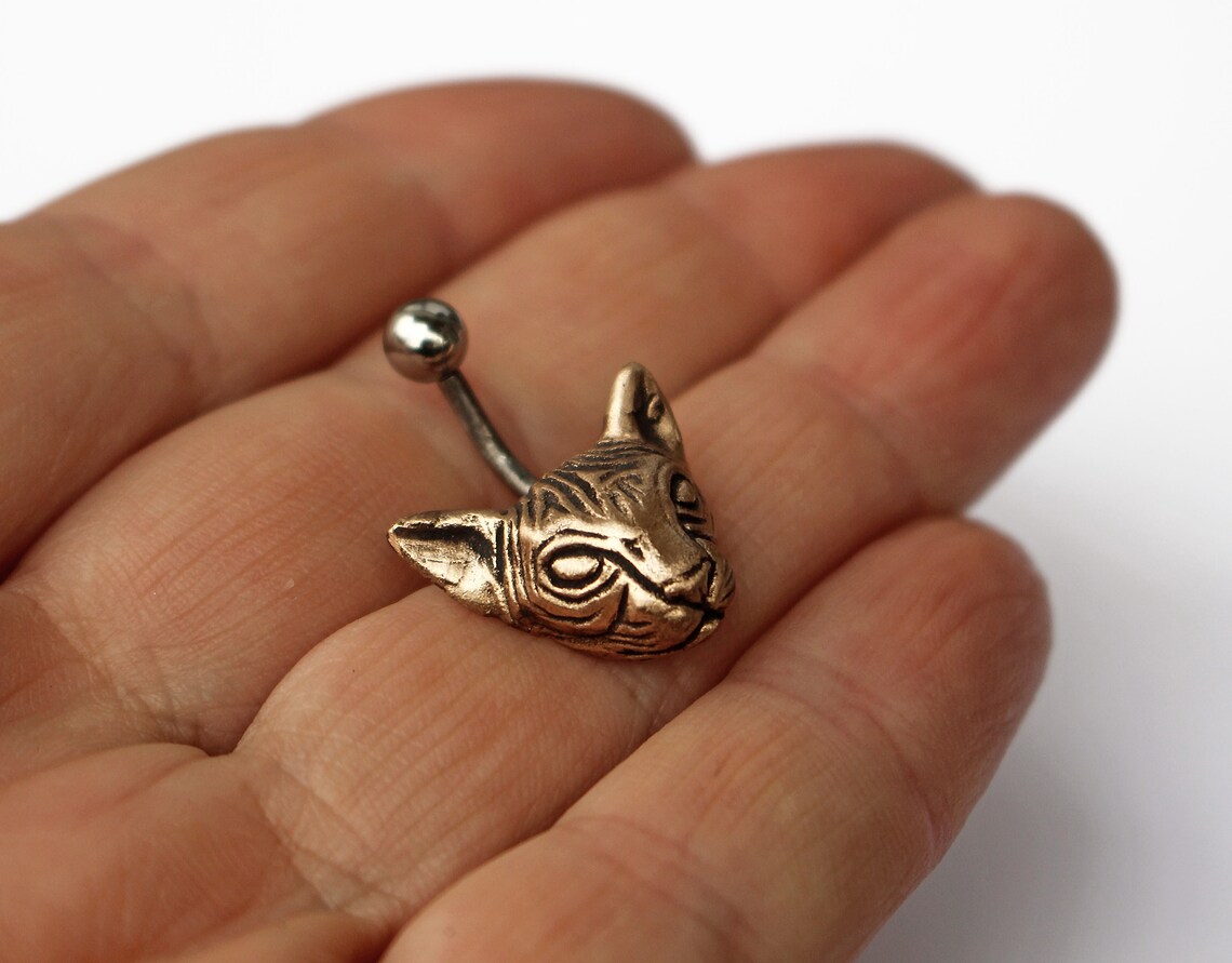 Sphynx Cat Belly Ring Piercing, Titanium or Surgical Steel Bar - Etsy