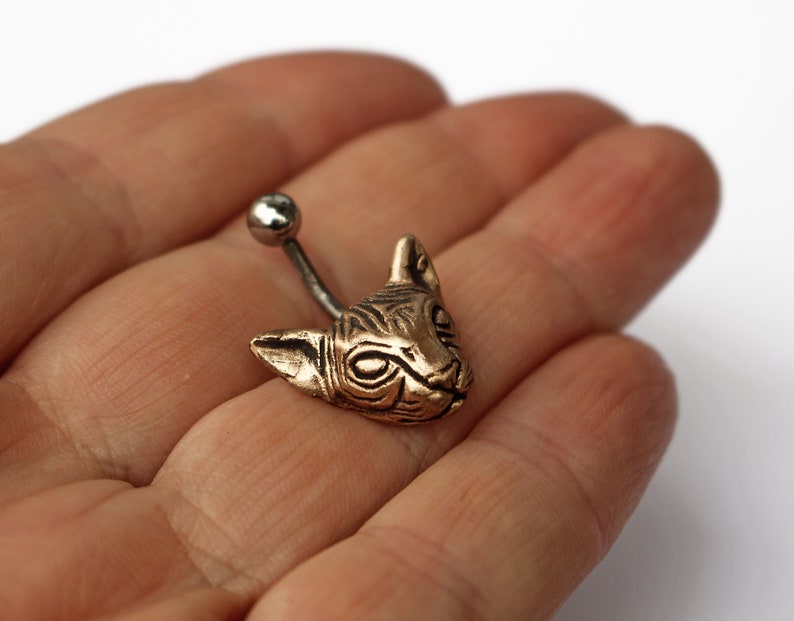 Sphynx Cat Belly Ring Piercing, Titanium or Surgical Steel Bar - Etsy
