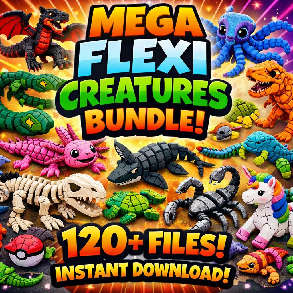 120+ Flexi Creatures STL Bundle – Articulated Animal Mega Pack (instant ...