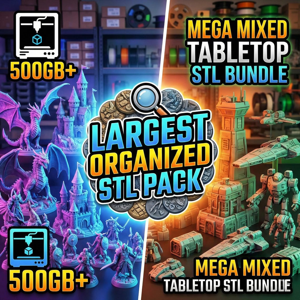 500GB+ Mega STL Bundle | Tabletop Miniatures & Terrain (digital ...