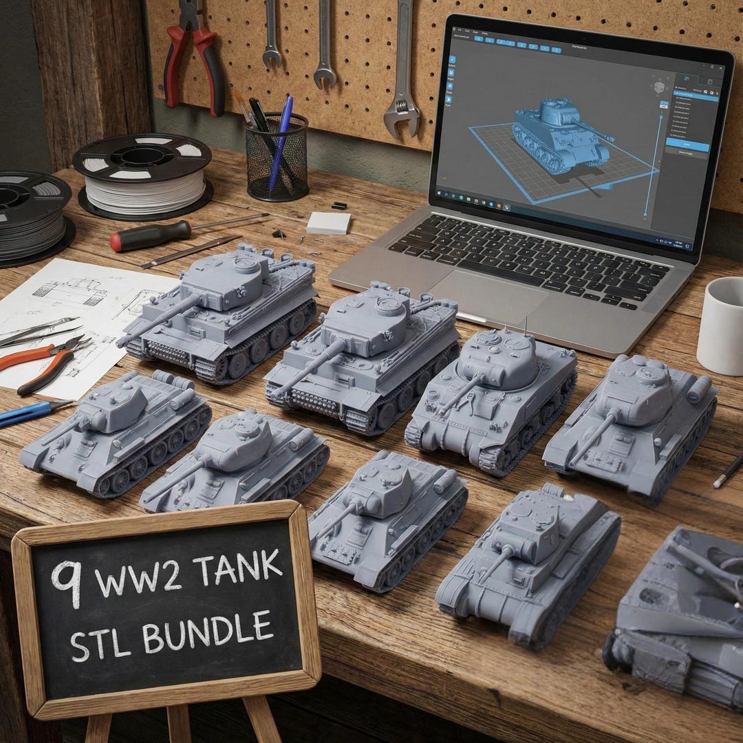 Bundel met WO2-tank STL-bestanden | Pakket met 3D-afdrukbestanden ...