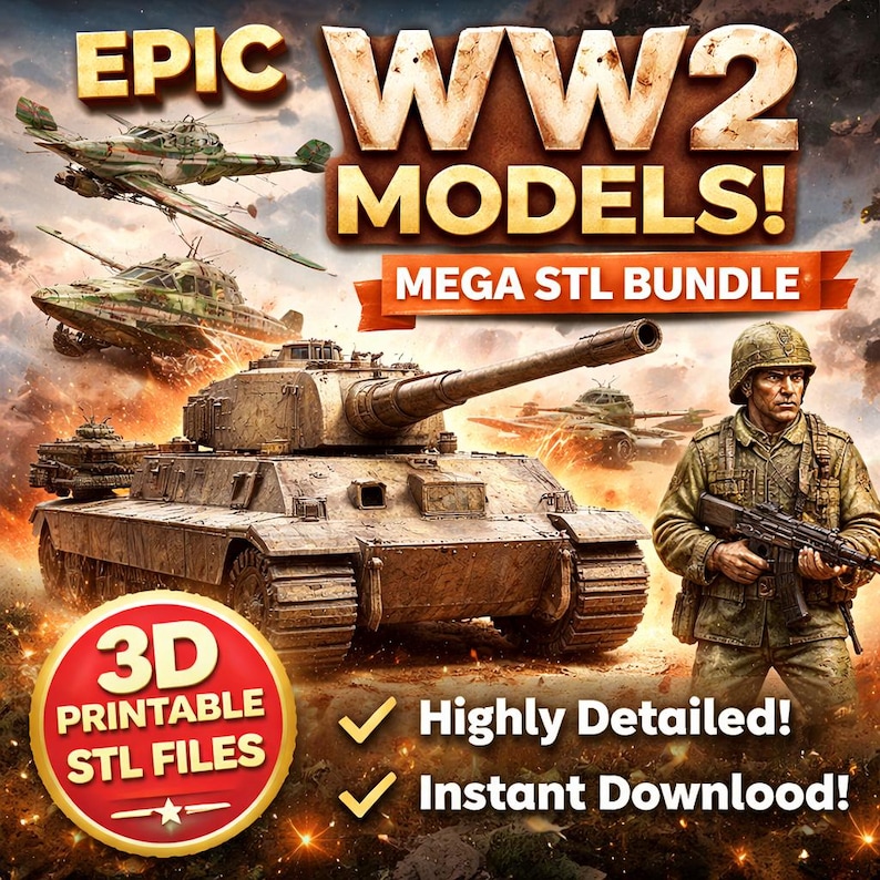 Mega WW2 STL Bundle: Tanks, Planes & Soldiers | World War 2 Wargaming ...