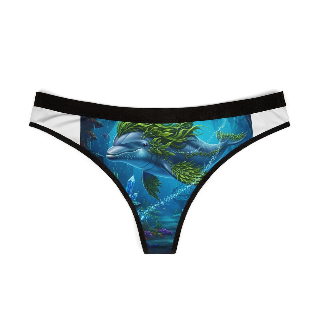 Whimsical Ocean-themed Women's Thongs, Mermaid Underwear, Fun Swimwear ...