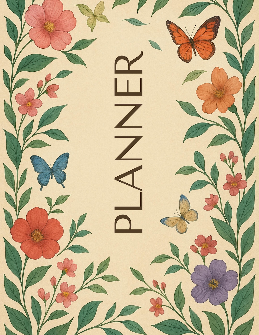 Botanical Planner Cover | Printable Floral Planner Front Page - Etsy