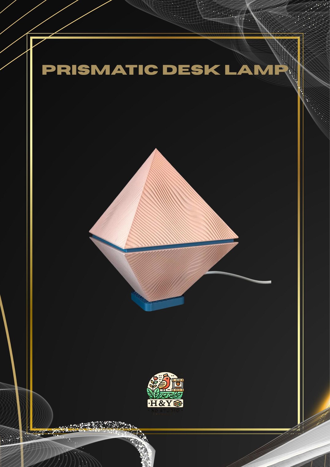 Modern Geometric Desk Lamp – 3D Printed Prismatic Light | Minimalist ...