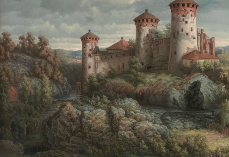 Vintage Medieval Castle | Landscape Digital Art Print | Retro Wall ...