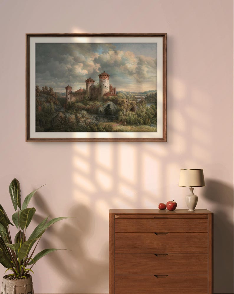 Vintage Medieval Castle | Landscape Digital Art Print | Retro Wall ...