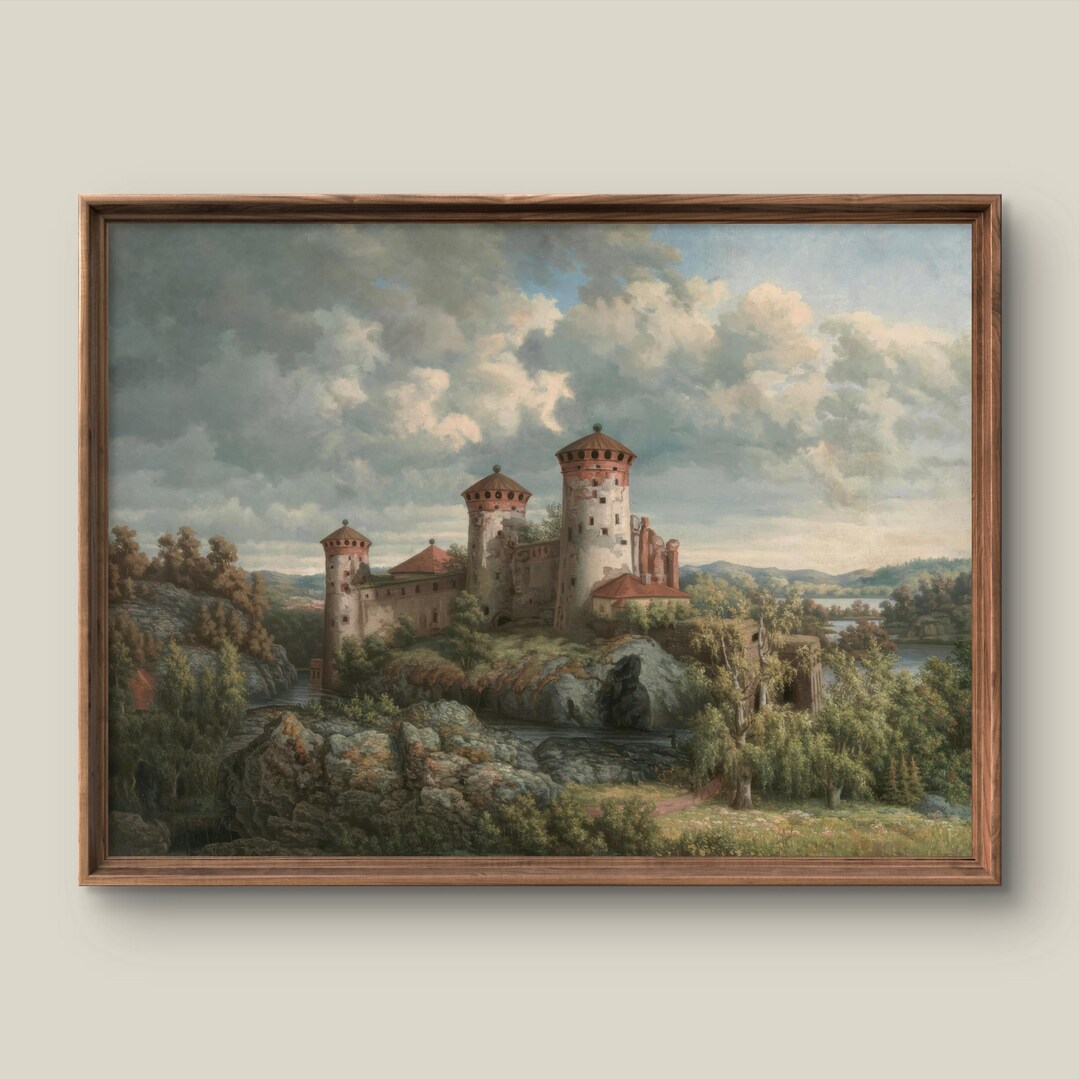Vintage Medieval Castle | Landscape Digital Art Print | Retro Wall ...