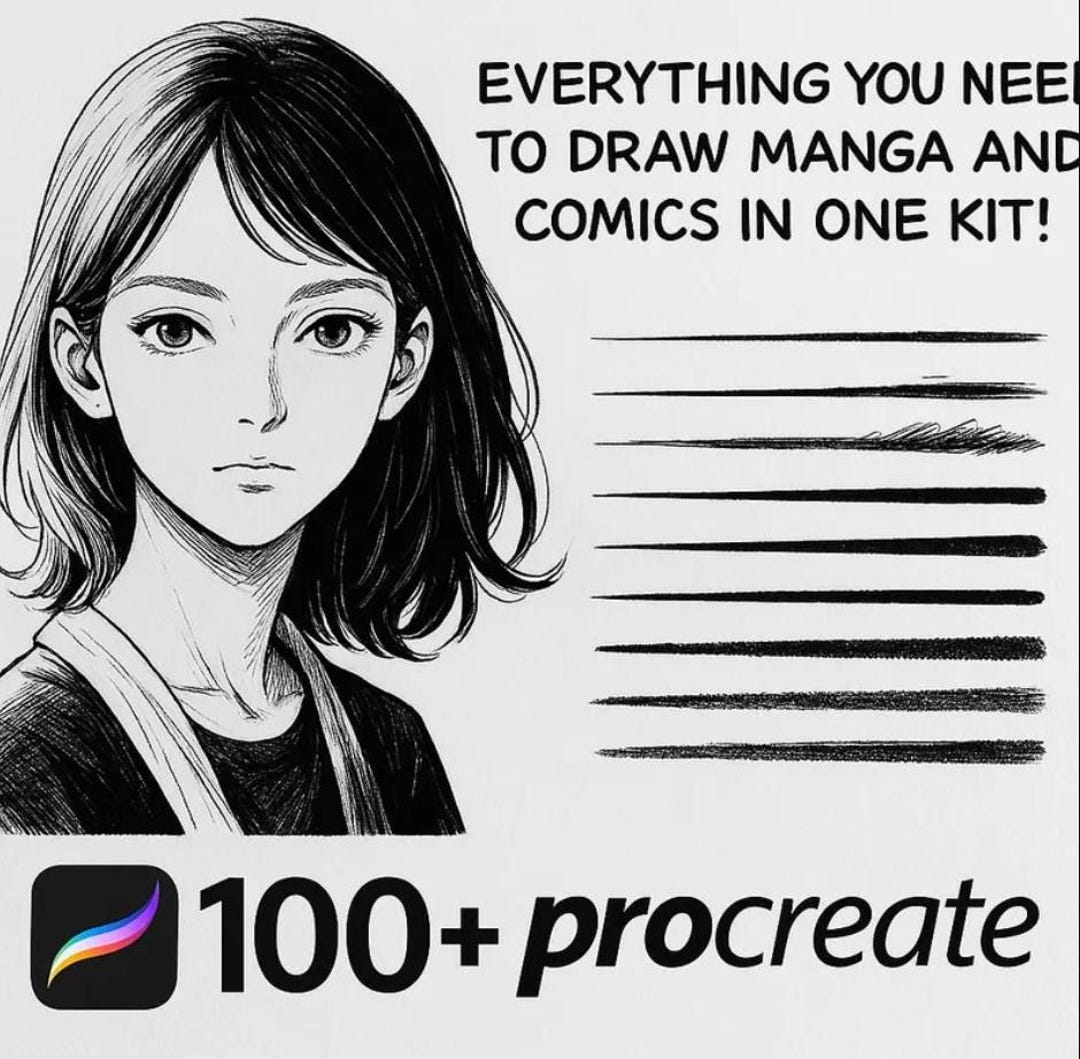 Procreate Manga Brushes, Procreate Halftone Comic Brushes, Procreate ...