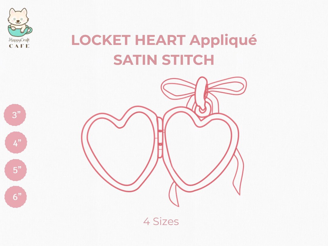 Heart Locket Applique Embroidery Design: 4 Sizes Valentine Machine ...