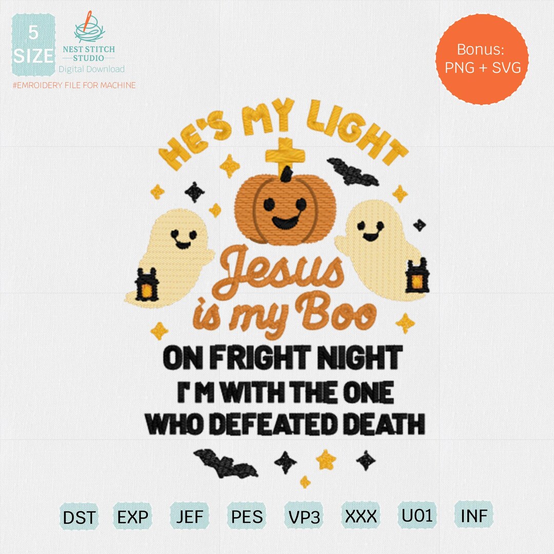 Christian Halloween Embroidery Design: Jesus is My Boo (digital ...