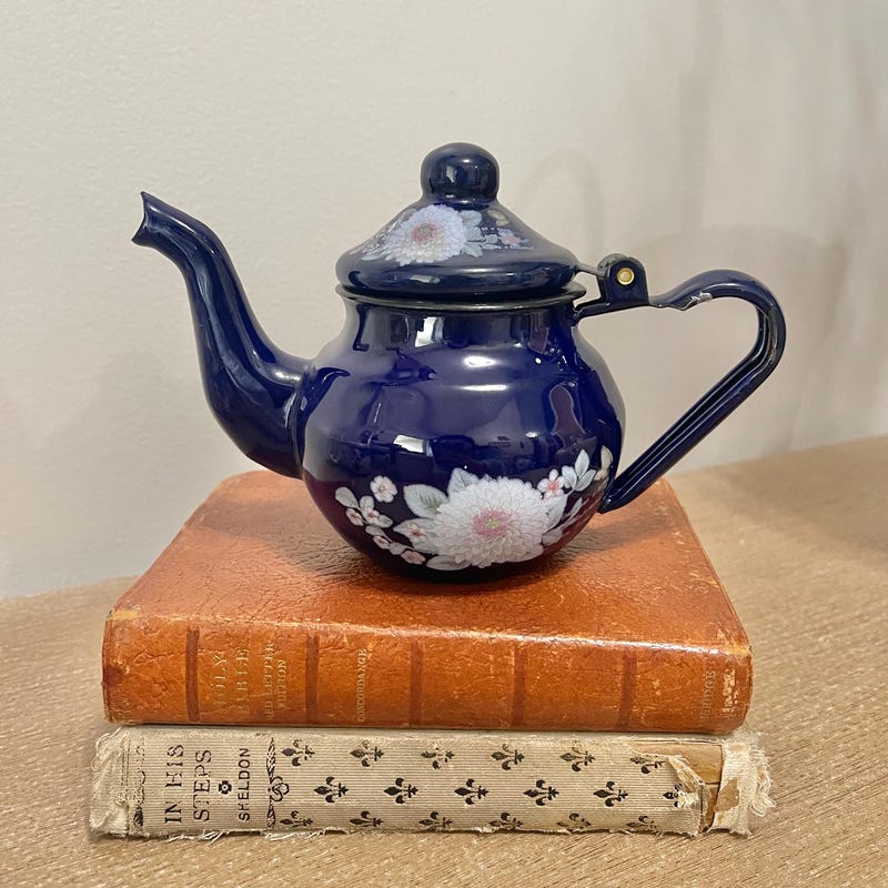 Blue Enamel Teapot - Etsy