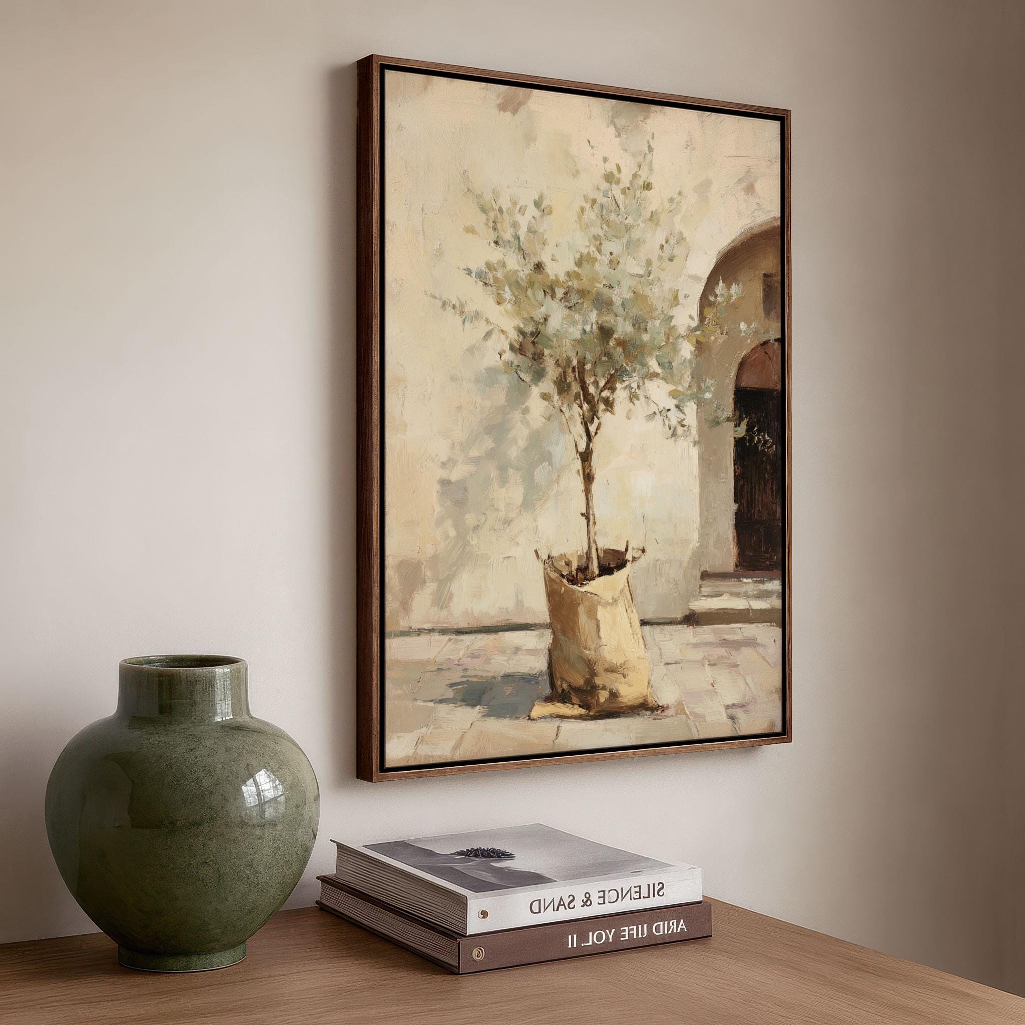 Framed Canvas Olive Tree: Vintage Italy Courtyard Decor - Etsy