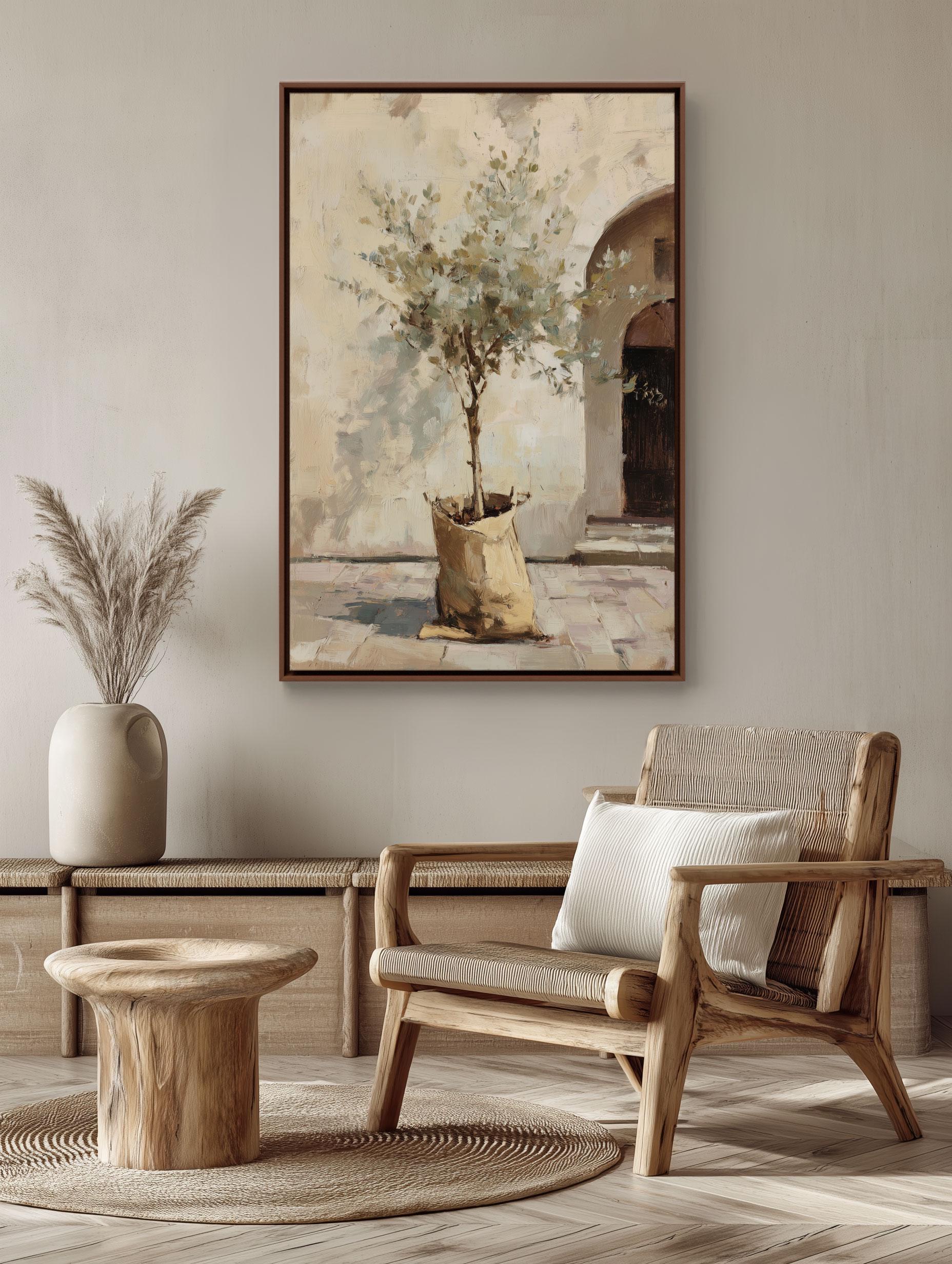 Framed Canvas Olive Tree: Vintage Italy Courtyard Decor - Etsy