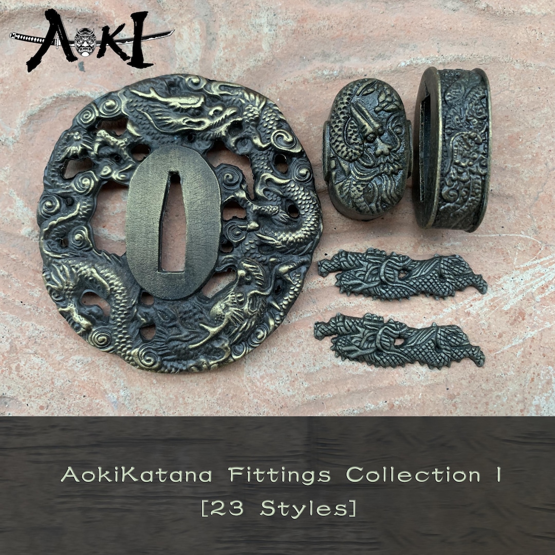 Fittings Collection I, Handmade Katana Tsuba DIY Ready, Customize Your ...