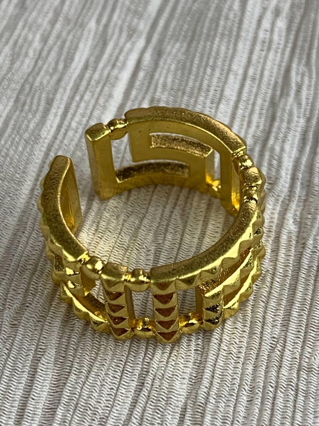 Versace Gold geometric Band Greca Ring - Etsy
