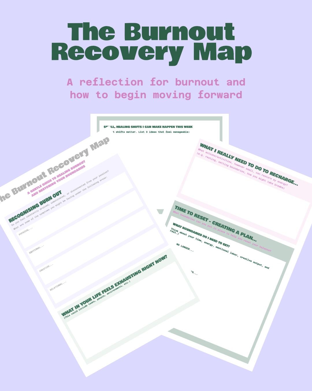 Burnout Recovery Worksheet | Printable Mental Wellbeing | Therapist ...