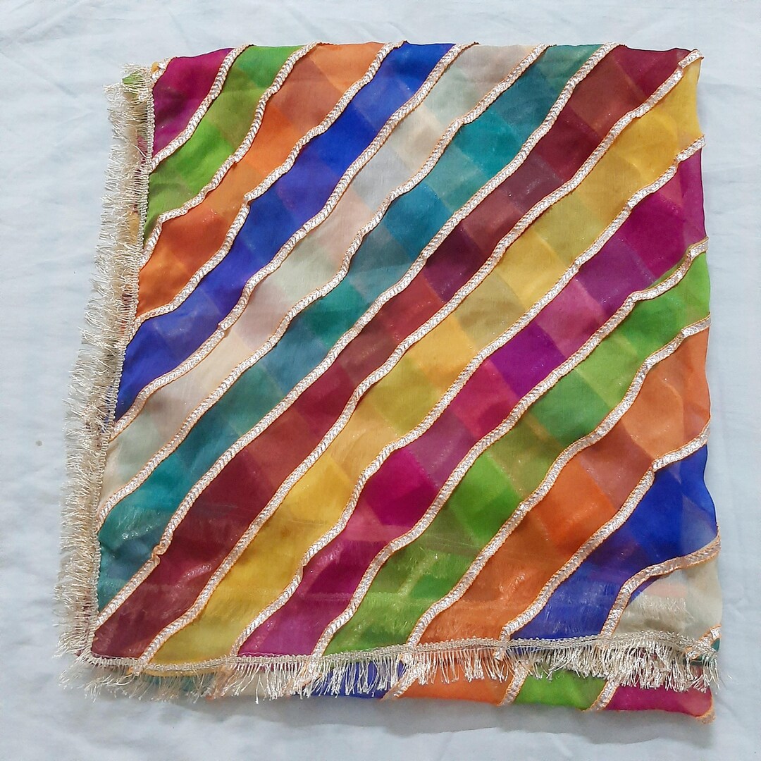 Chiphon Multicolour Duppatta With Gota and Kiran - Etsy