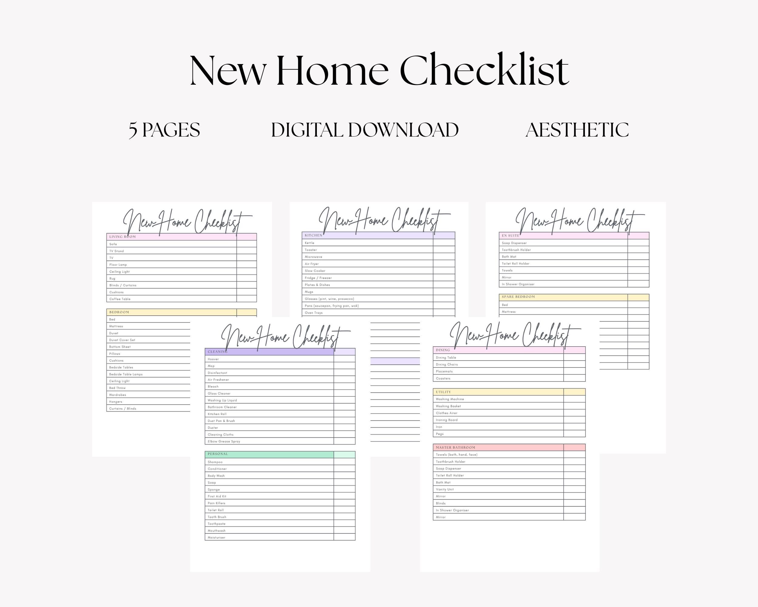 New Home Checklist / First Home Checklist / Moving Checklist - Etsy
