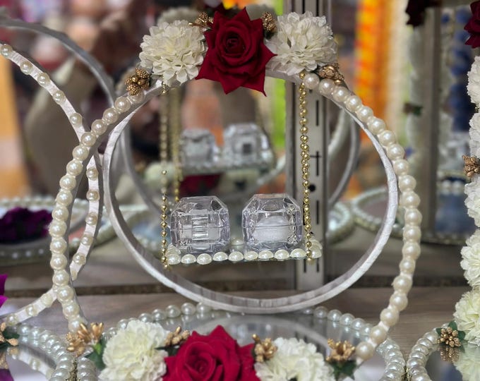 Floral Wedding Ring Holder: Handmade Indian Bridal Decor With Mirror ...