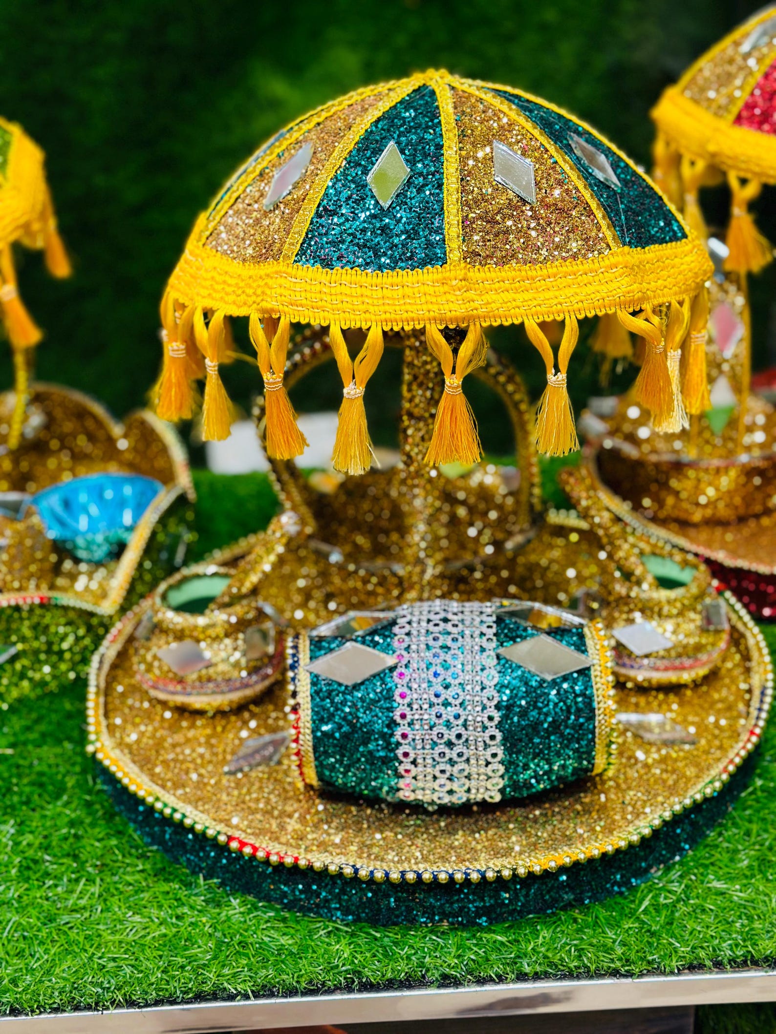 Litter Rasam Thaal Dome Umbrellas Cups | Haldi Mehndi Mayun Tray ...