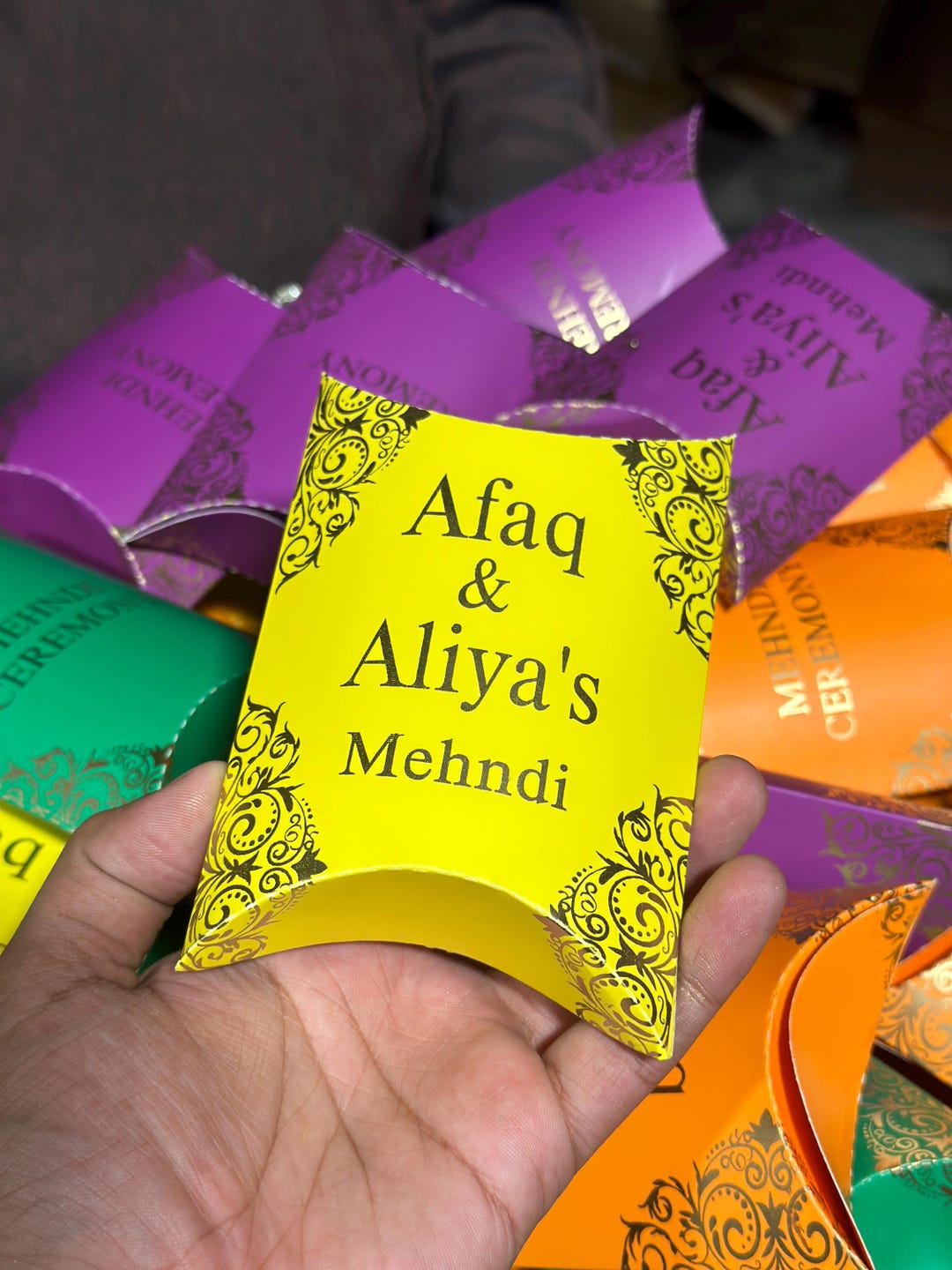 Wedding Gift Boxes for Mehndi Night, Custom Writings, Henna Party ...