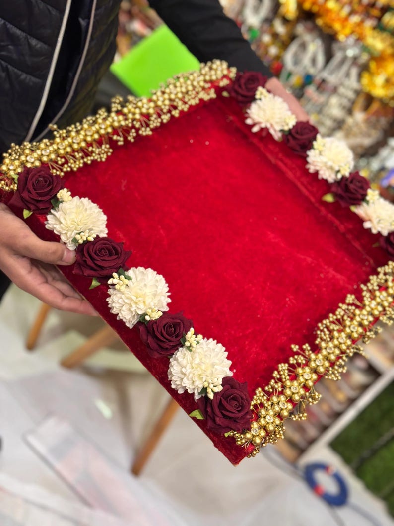 Luxury Red Velvet Sweets Tray – Indian Wedding Gift Tray With ...