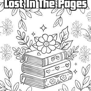 Bookish Themed Coloring Page Bundle - Etsy