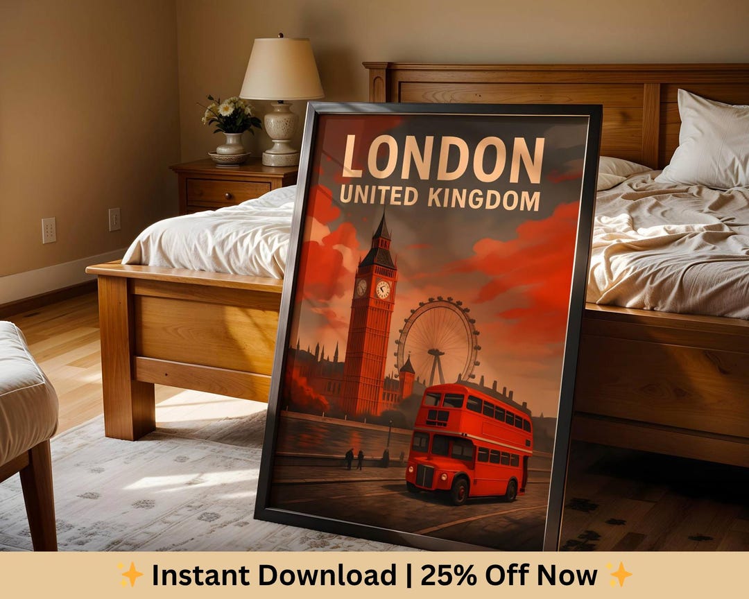 London Travel Poster, Big Ben Wall Art, Vintage UK Print, Digital ...