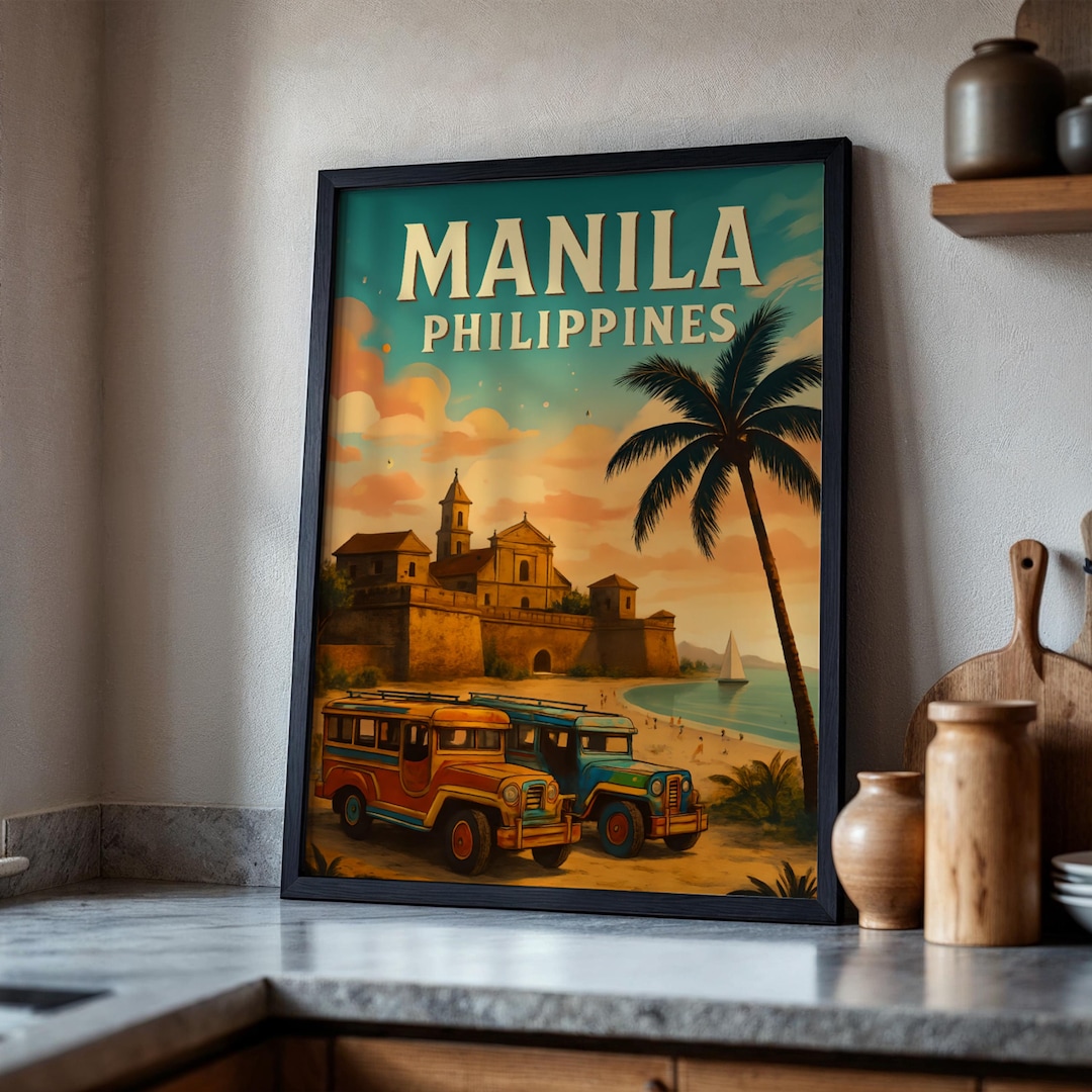 Framed Manila Jeepney Poster: Philippines Travel Art - Etsy