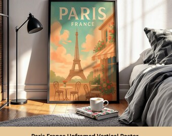 Paris Cafe Wall Art, Eiffel Tower Floral Print, Romantic French Poster ...