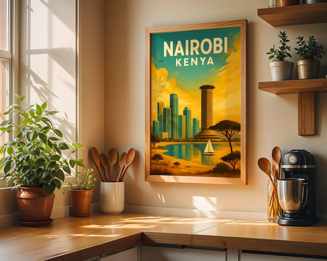 Nairobi Travel Poster: Kenyatta Centre African Cityscape Art Print - Etsy