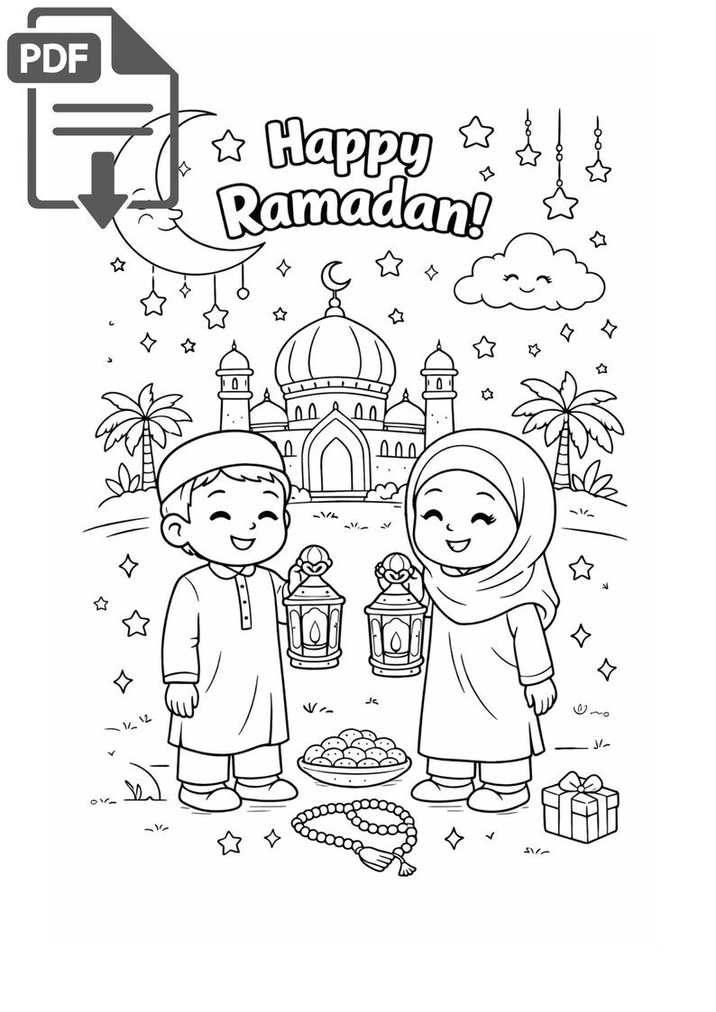 Ramadan Coloring Pages for Kids – 12 Islamic Printable Pages – Ramadan ...