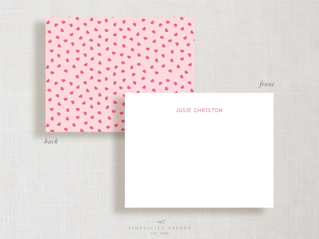 Double-sided Note Card // Scattered Hearts // Stationery Set // Thank ...