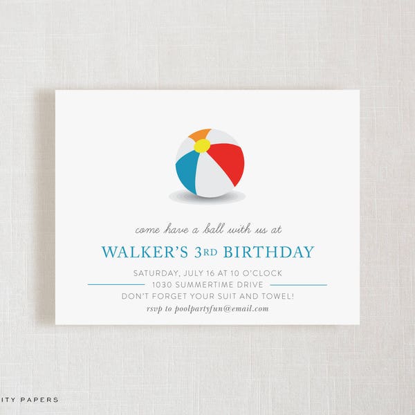 Beach Ball Invite - Etsy