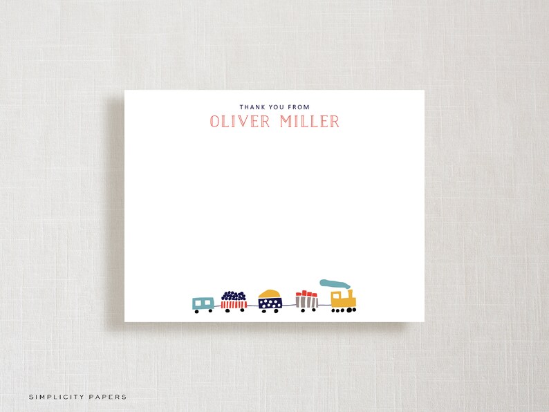 Personalized Note Card Set // Modern Train // Stationery // - Etsy