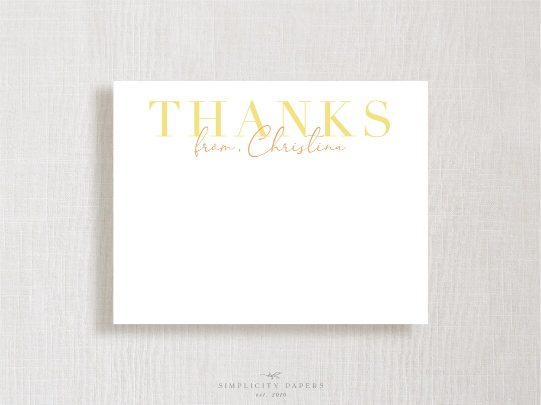 Personalized Note Card Set | Big Thanks | Personal Stationery | Thank ...