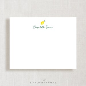 Lemon Note Card With Optional Printed Backer // Stationery Set // Thank ...