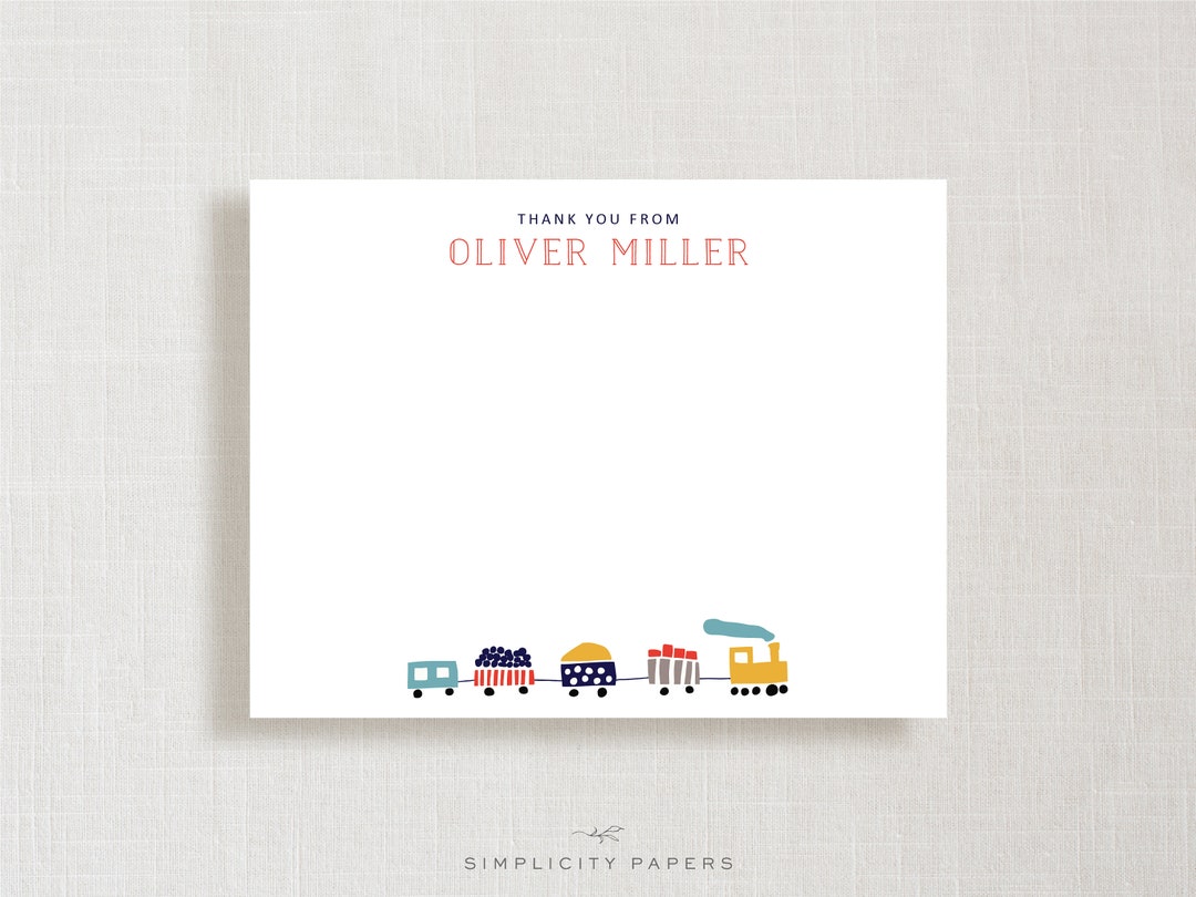 Personalized Note Card Set // Modern Train // Stationery // Birthday ...