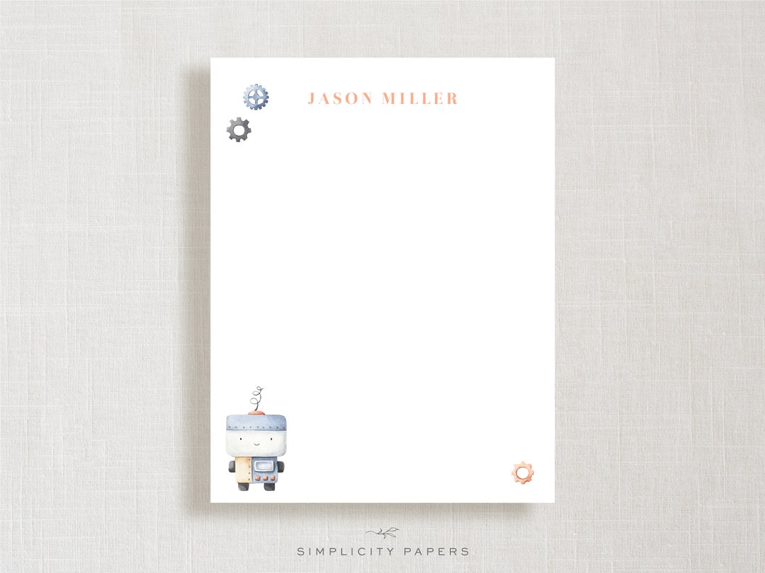 Personalized Note Card // Robot // Stationery Set // Thank You Cards - Etsy