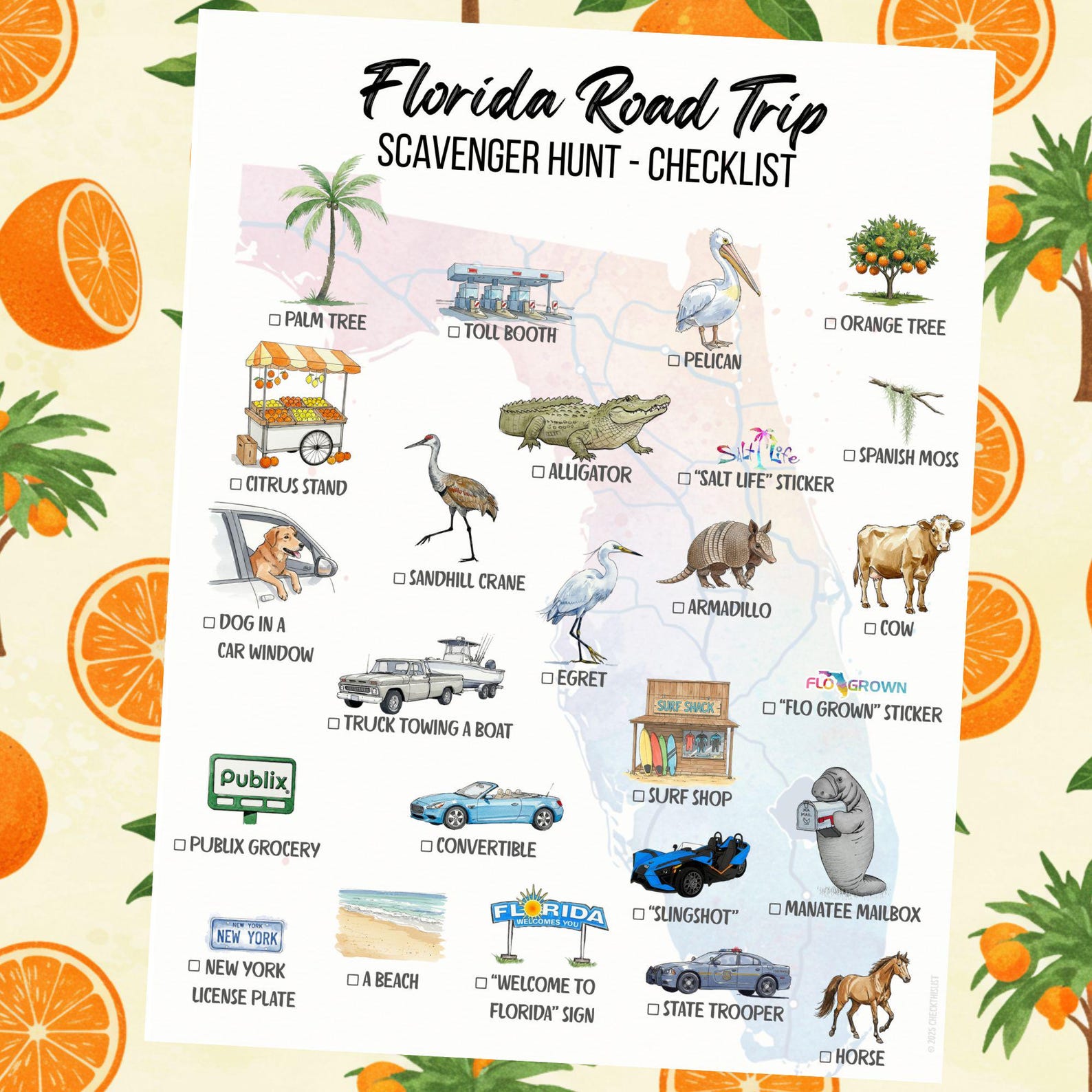 Printable Florida Road Trip Checklist | Activity for Kids or Adults ...