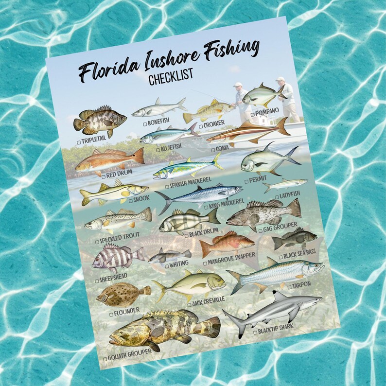 Printable Florida Inshore Fishing Checklist - Instant Digital Download ...