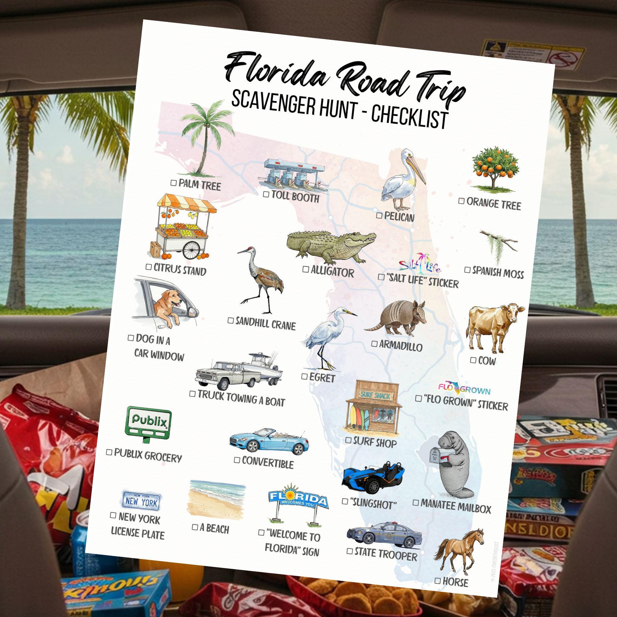 Printable Florida Road Trip Checklist | Activity for Kids or Adults ...