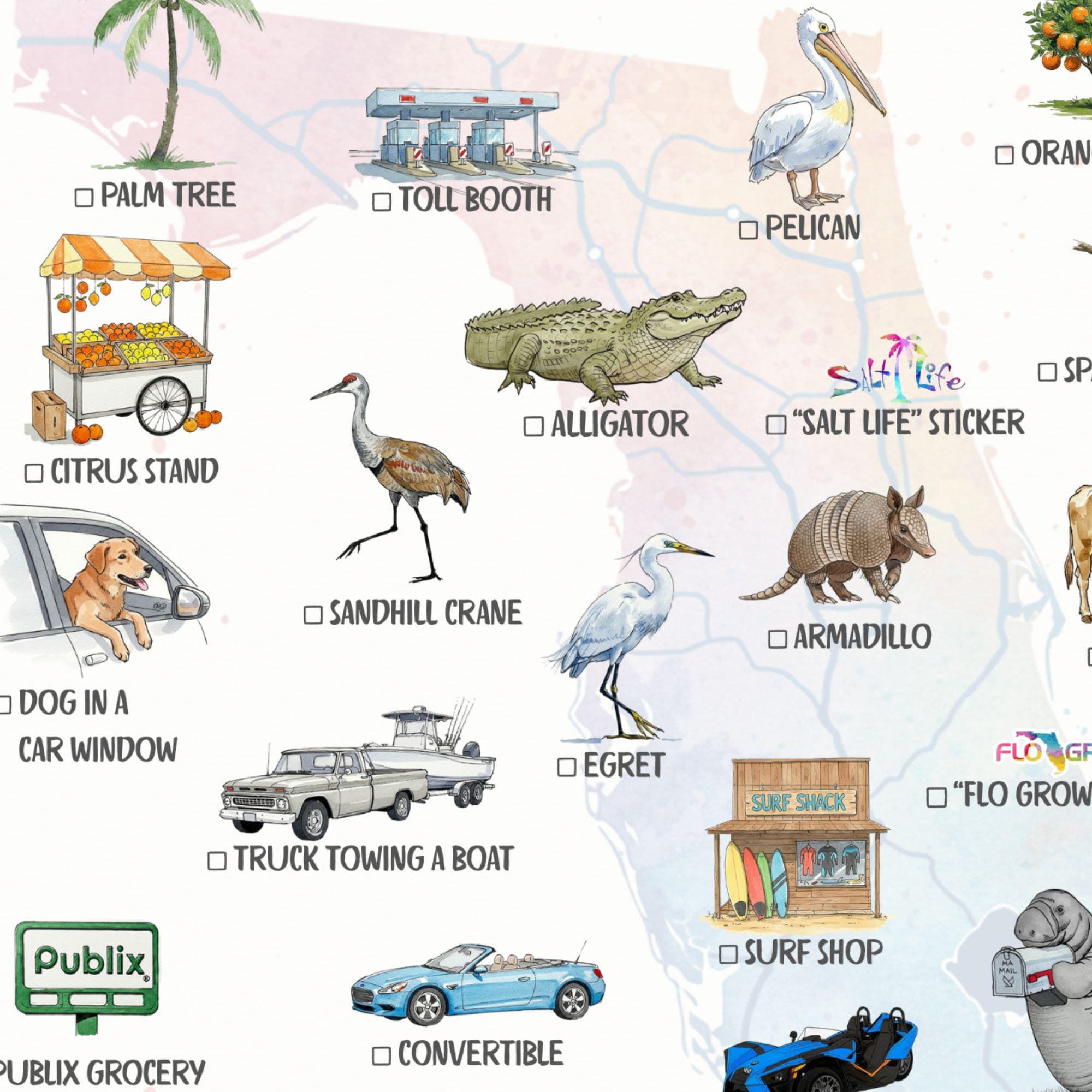Printable Florida Road Trip Checklist | Activity for Kids or Adults ...