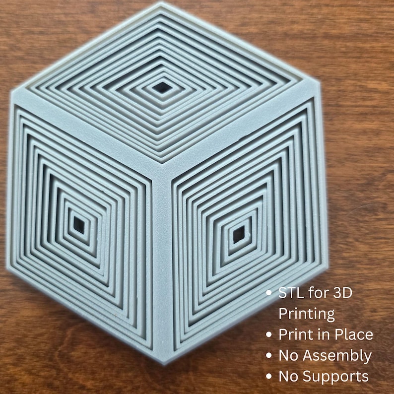 Cube Illusion Fidget Toy STL – Geometric Print-in-place File, No ...