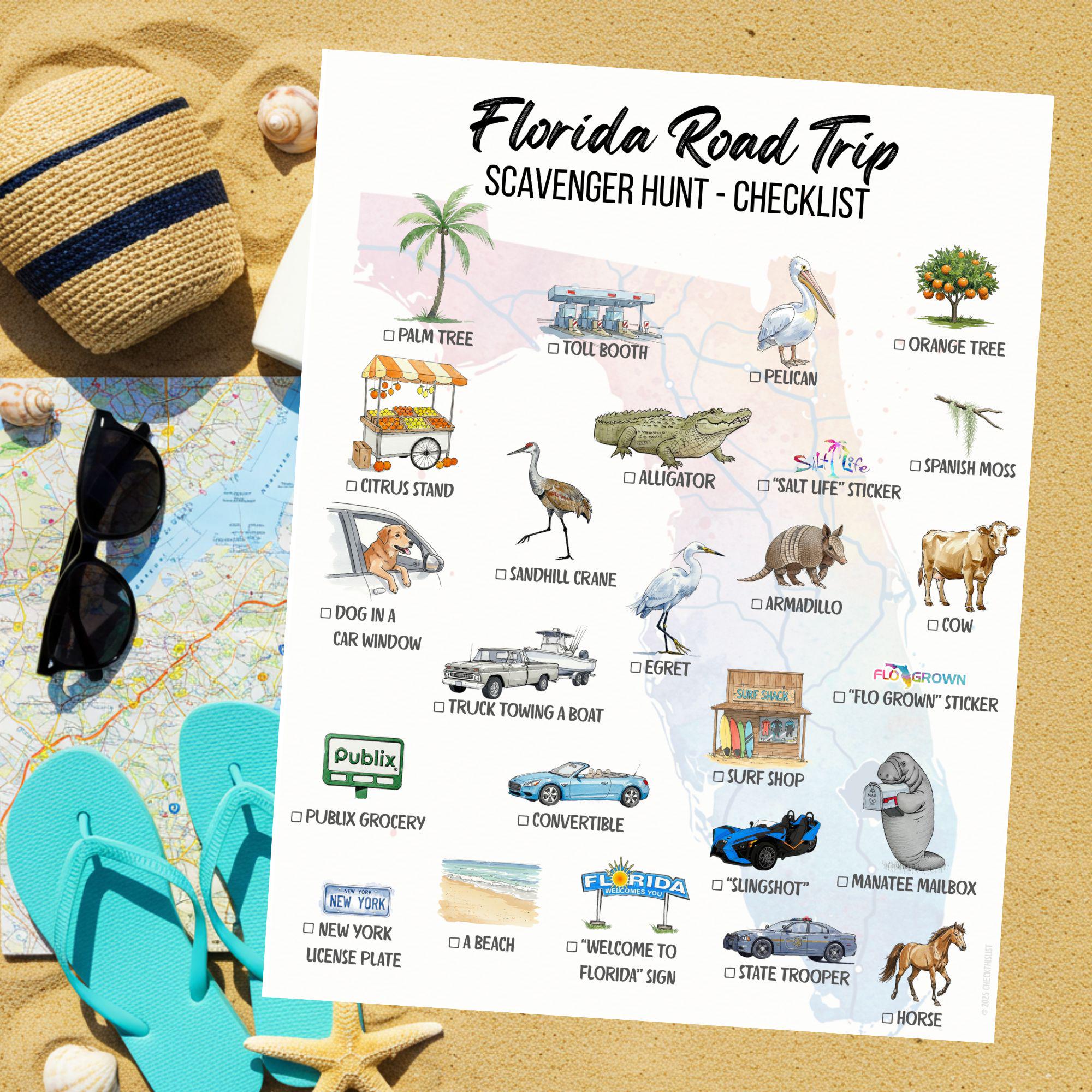 Printable Florida Road Trip Checklist | Activity for Kids or Adults ...