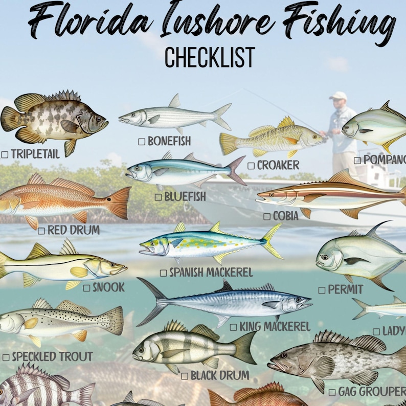 Printable Florida Inshore Fishing Checklist - Instant Digital Download ...